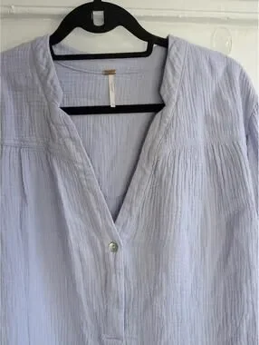 Free People | Tops | Free People Blouse Womens Pm Gauze V Neck Tunic ...